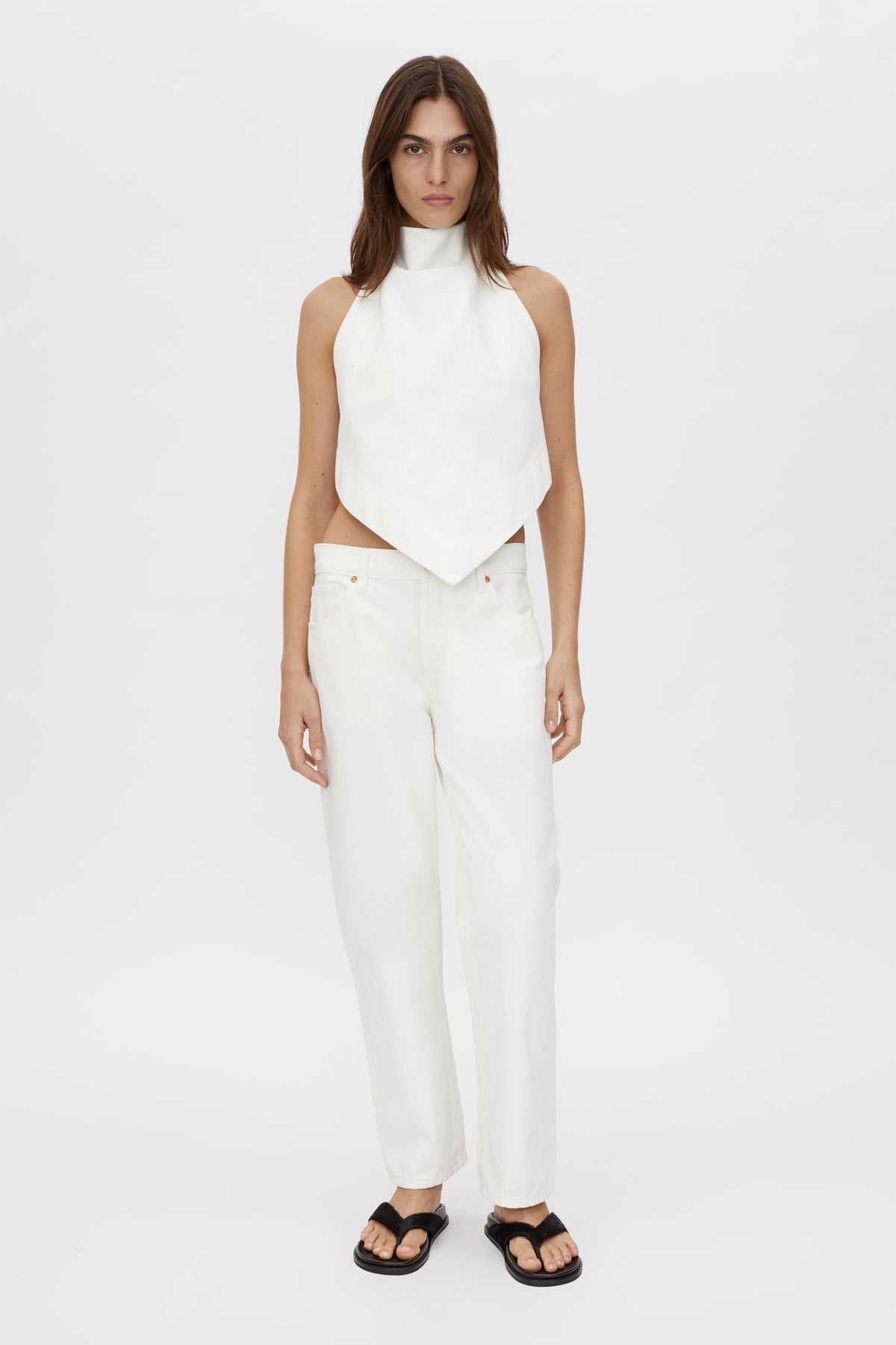 Eleni Denim Halter Top in Salt White - CAMILLA AND MARC® C&M – CAMILLA ...