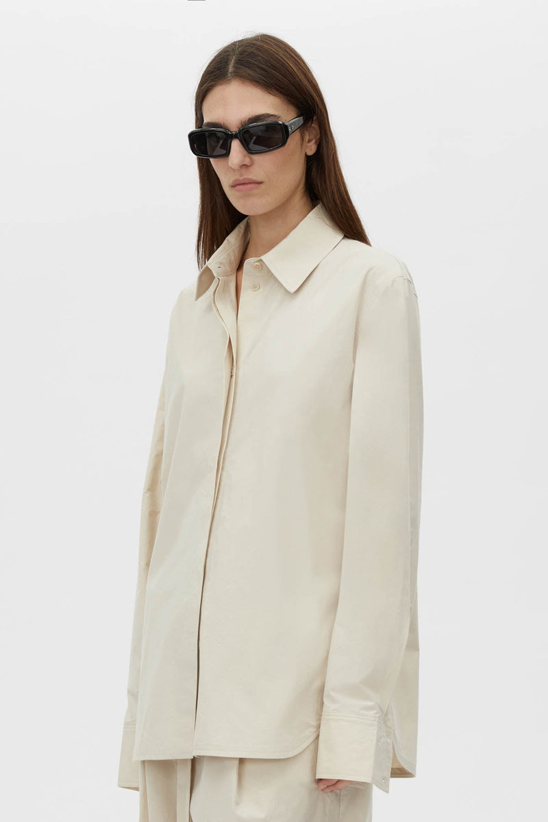 Gill Button Up Shirt in Stone - CAMILLA AND MARC® C&M