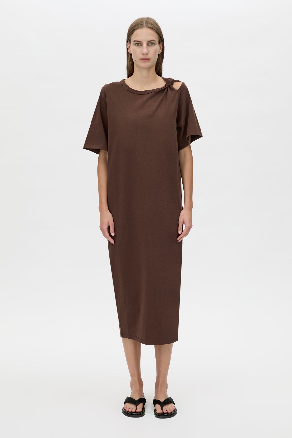 Juno Knot Tee Dress in Chocolate Brown - CAMILLA AND MARC® C&M ...